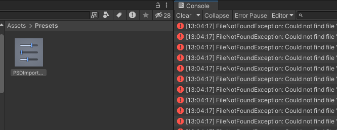 FileNotFoundException when editing a .preset file - Questions & Answers - Unity Discussions