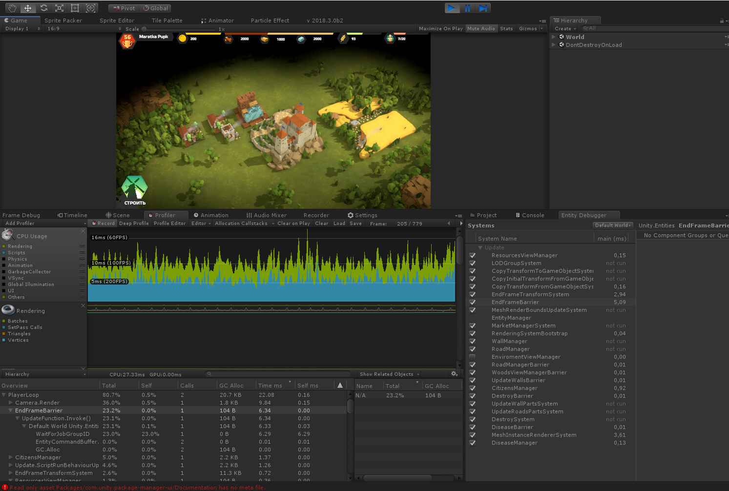 Huge spikes on the profiler caused by EndFrameTransformSystem - Unity Engine - Unity Discussions