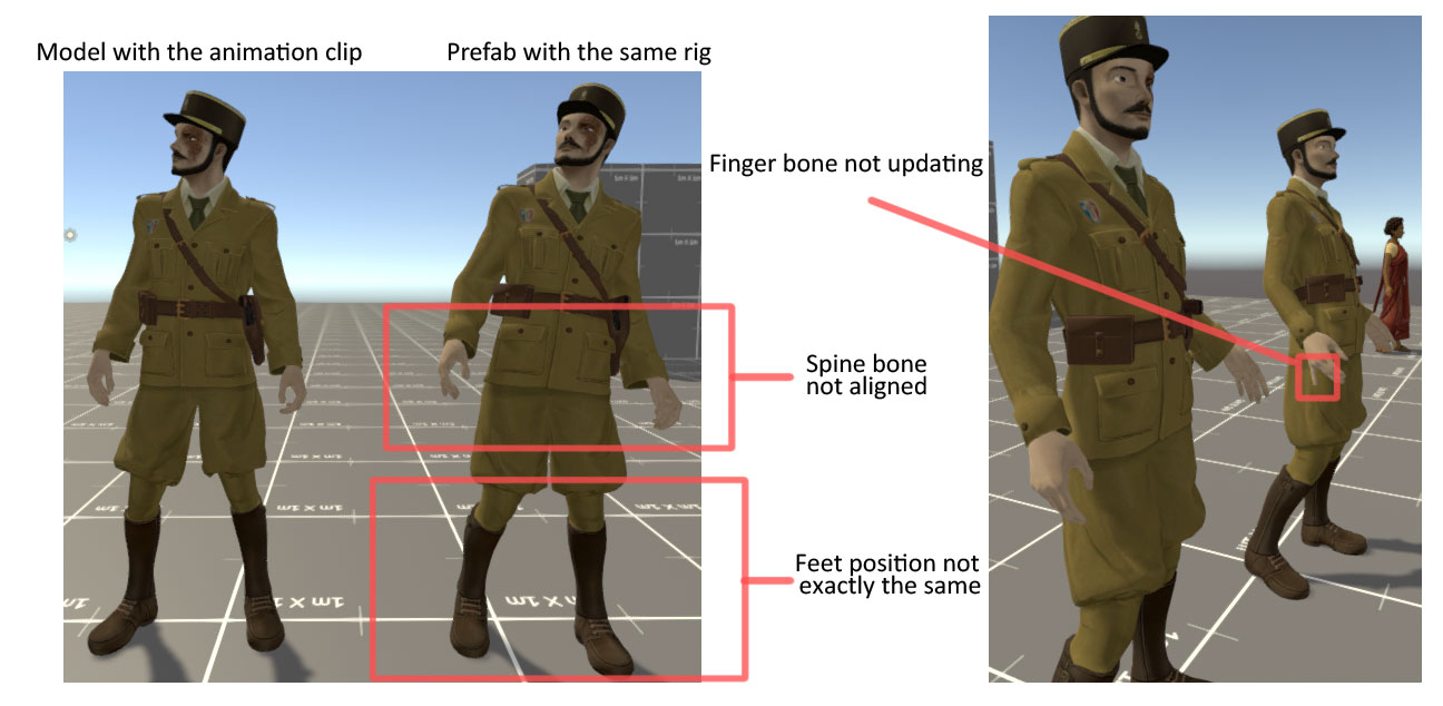 Blender to Unity Import: Some bones do not animate properly when played onto an existing prefab ...