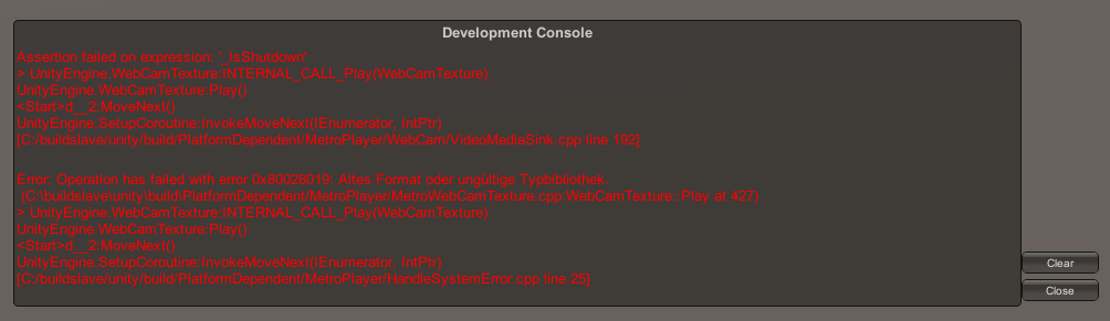 WebCamTexture in UWP results in error - Unity Engine - Unity Discussions WebCamTexture in UWP results in error - Unity Engine - Unity Discussions