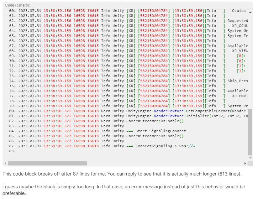 Bug when posting code block - Web Resources - Unity Discussions