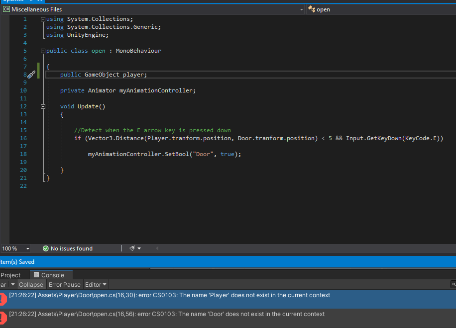 Open Door Script help please - Unity Engine - Unity Discussions