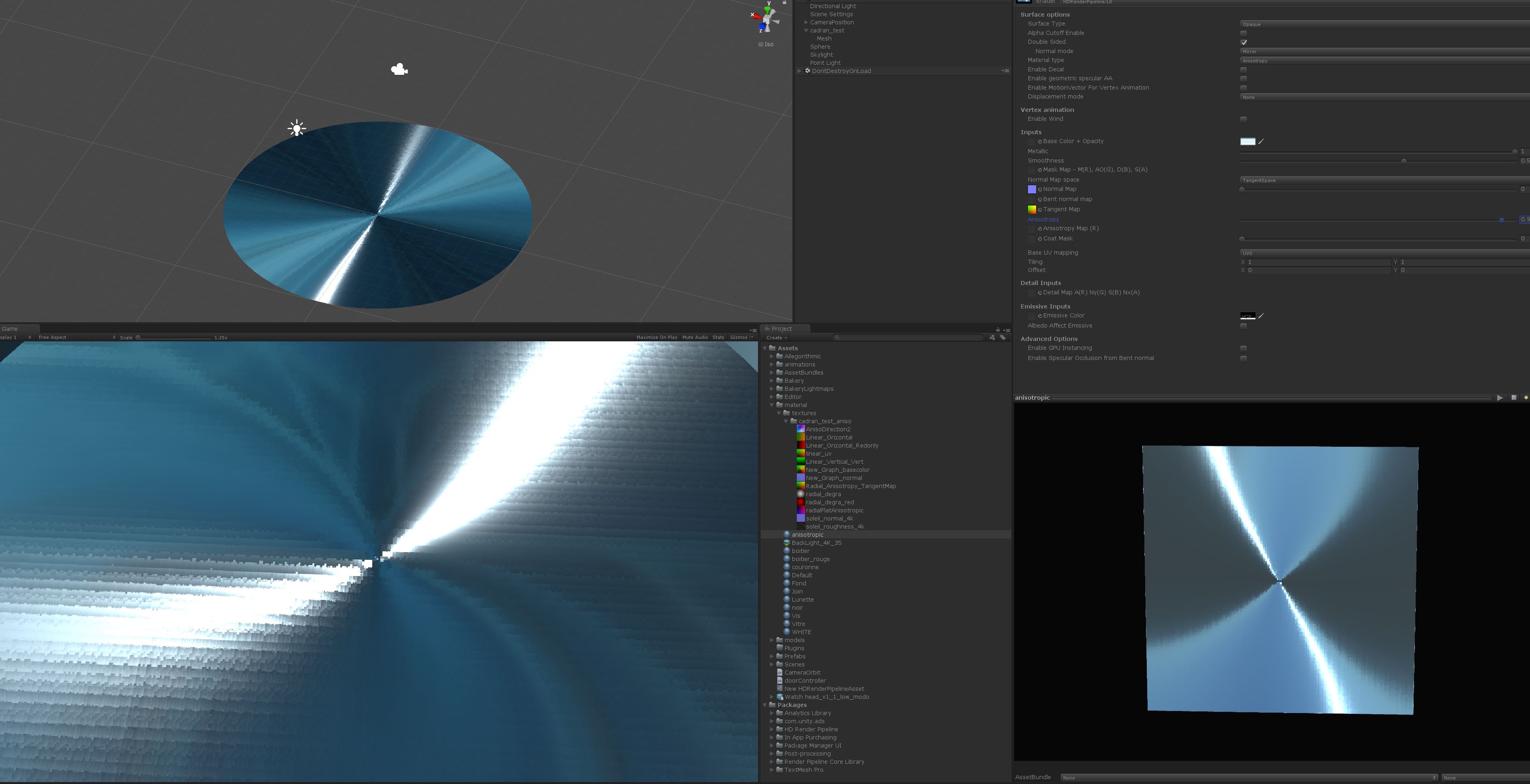 Anisotropy with Lit Shader - Tangent map not working - Unity Engine ...