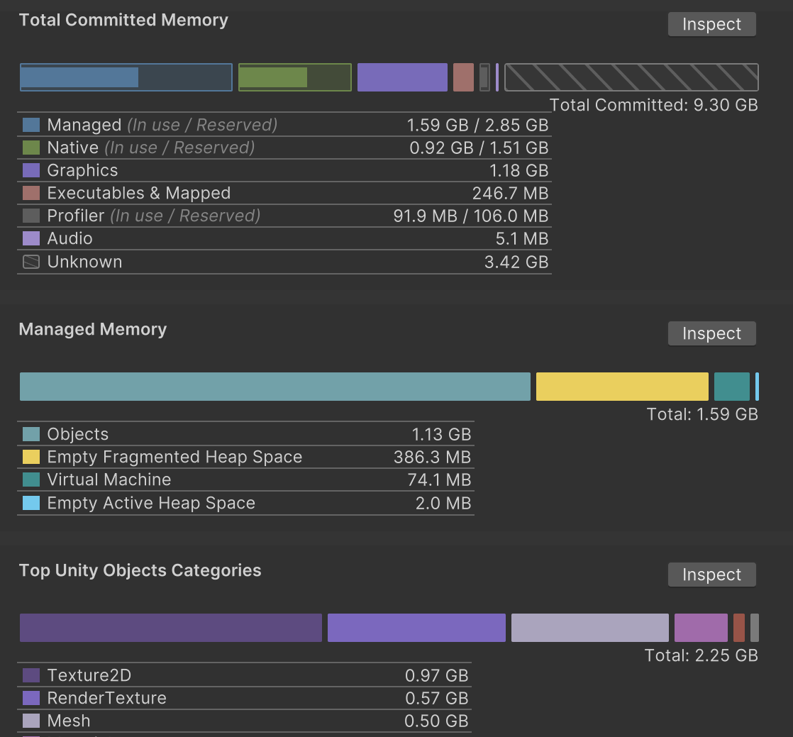 Memory profiler showing >3GB of unknown memory, what could it be? - Unity Engine - Unity Discussions