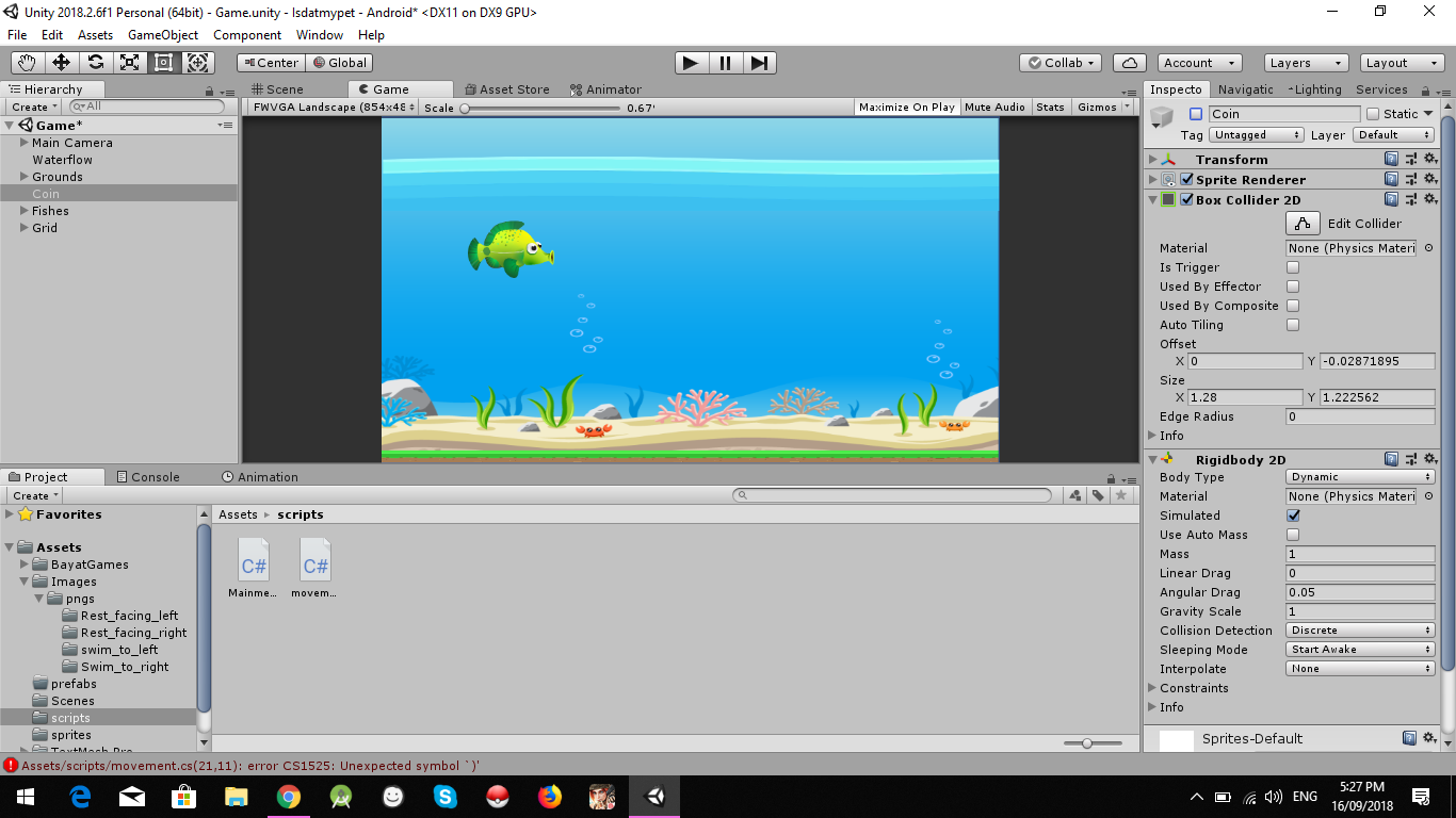 How to make my fish swim freely in my 2d game platform? - Questions ...