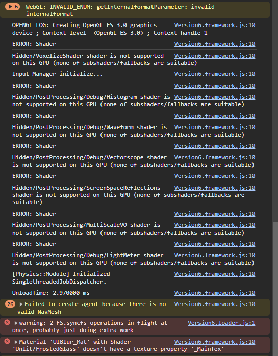 Error Message Unity Game Kit In Webgl Unity Engine Unity Discussions