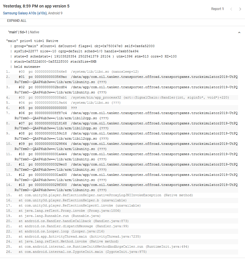 Unity Anr Com Unity3d Player Reflectionhelper Nativeproxylogjniinvokeexception Native Method