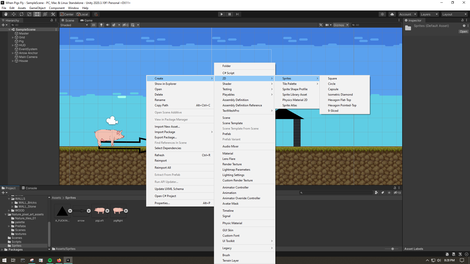 Where is the create 2D triangle sprite option - Unity Engine - Unity Discussions