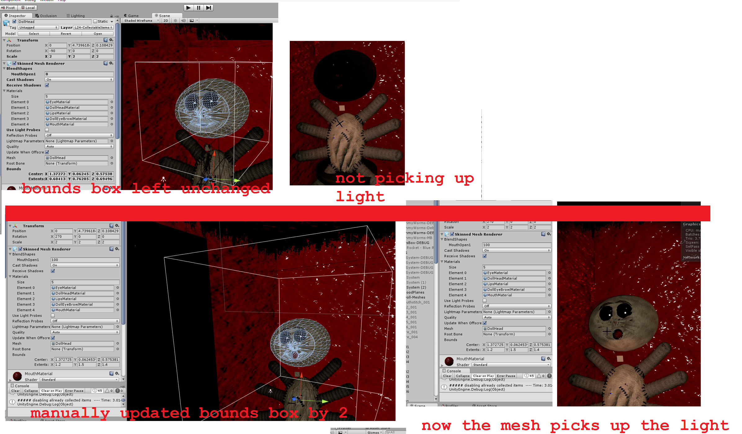 CAUTION: Scaling gameobject with skinned mesh does not automatically update the bounds box ...