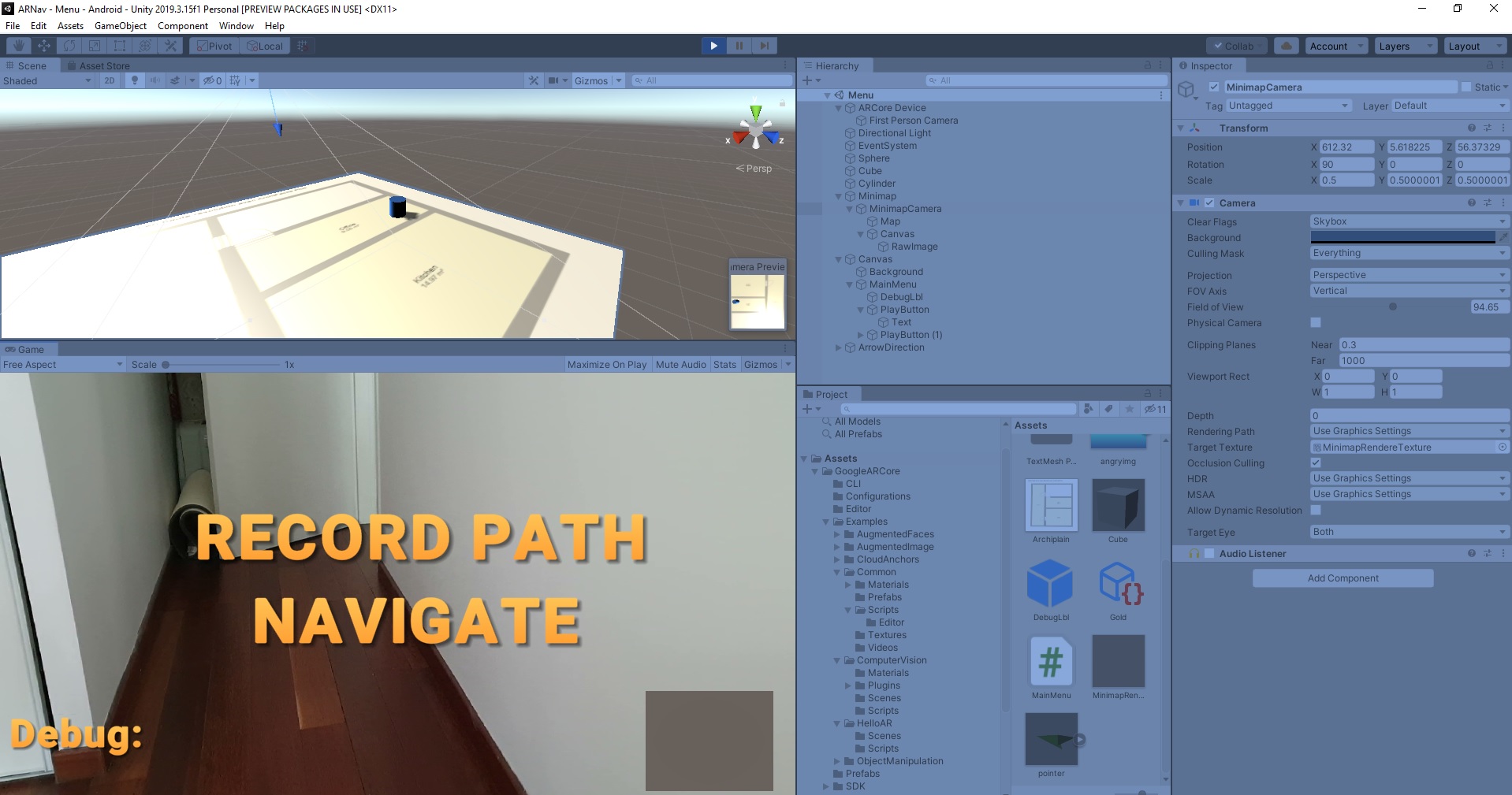 Minimap using RenderTexture with ARCore,Adding minimap to Arcore pointing at a plan with image ...