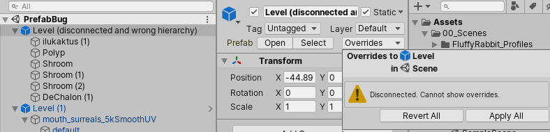 Prefab Workflow Issues Overrides Are Back Undo Broken Scene Hierarchy Weird Unity Engine