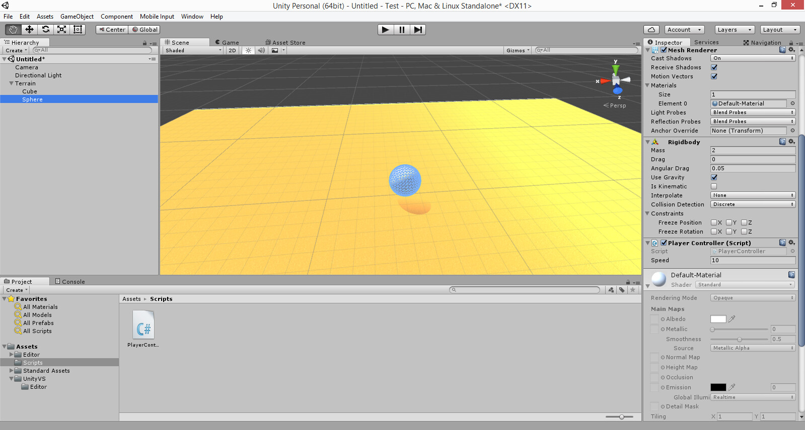 Move my sphere with my keyboard - Unity Engine - Unity Discussions