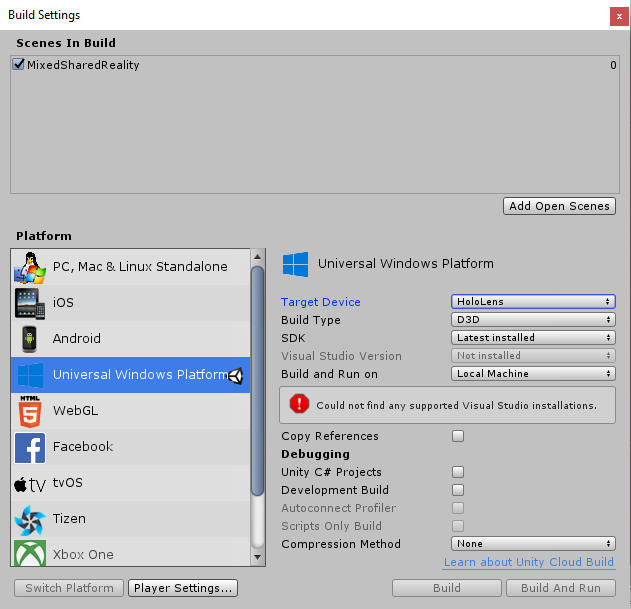 UWP build settings - Visual Studio is not detected - Unity Engine ... UWP build settings - Visual Studio is not detected - Unity Engine ...