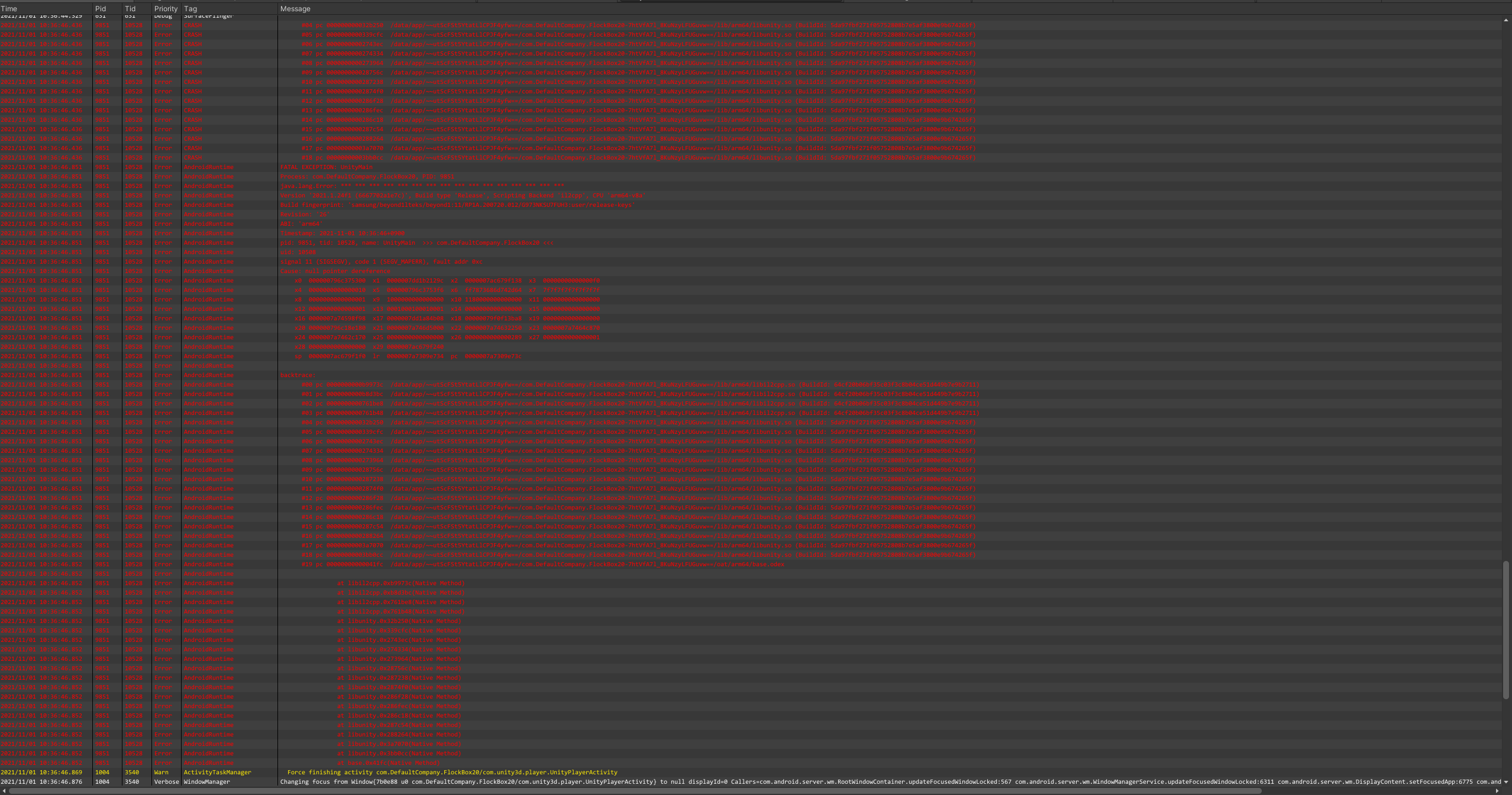Crash Occurred On Il2cpp Release Build Unity Engine Unity Discussions 7019