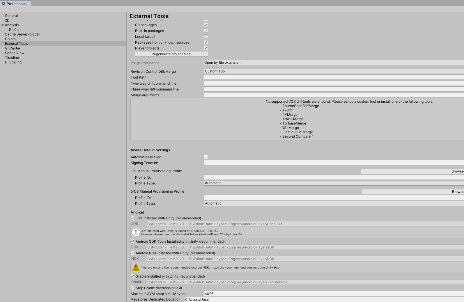 Unity 2020 1 0f1 Ndk Downloaded From Unity Hub But In Preferences It Shows You Are Missing The