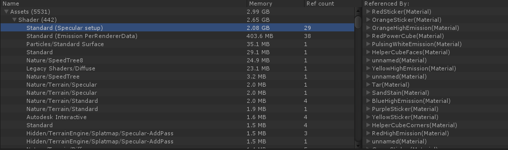 High Shader Memory Usage On Built Play Mode Unity Engine Unity