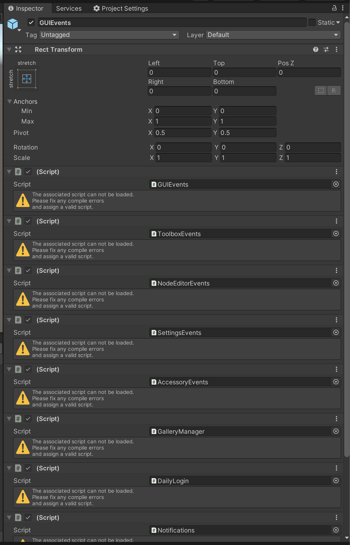 The Associated Script Can Not Be Loaded Called On Every Object In