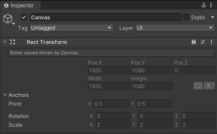 Erratic Numbers In The Rect Transform Of Canvas Object Every Time I Close And Re Open Project