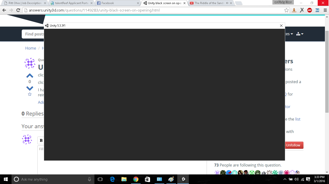 Unity black screen on opening - Questions & Answers - Unity Discussions