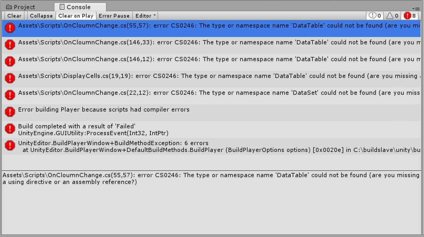 Unable to resolve System.Data.dll, System.Data.DataSetExtensions.dll error while building Unity ...