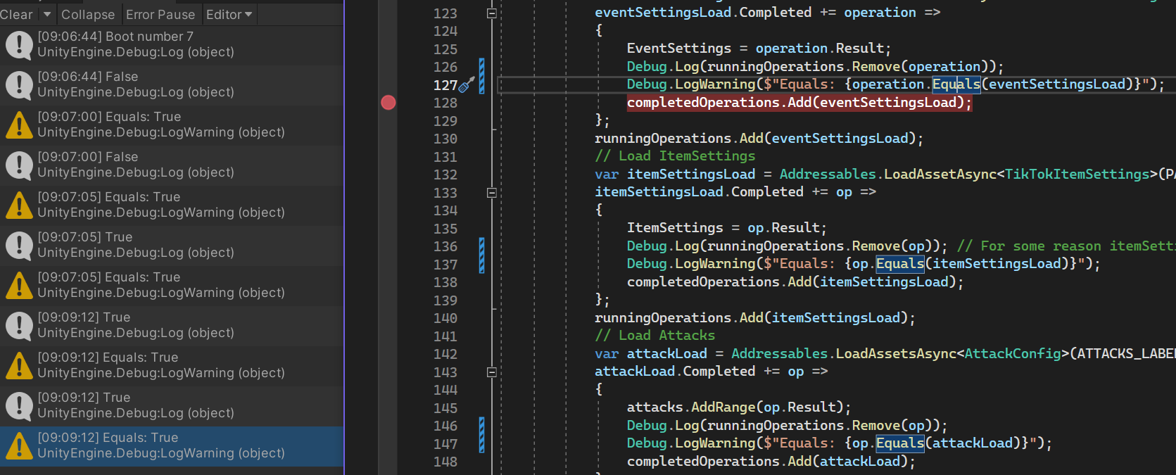 AsyncOperationHandle returned in Completed-Event does not equal original AsyncOperationHandle ...