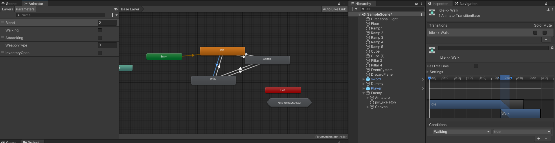 When an animation starts looping, it can't transition to a non-looping animation. - Unity Engine ...