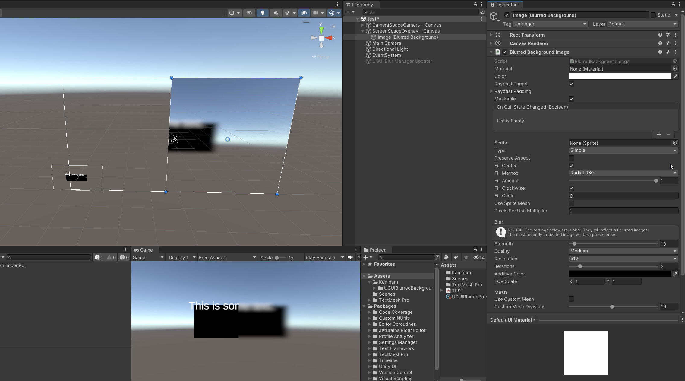 UGUI Blurred UI Image for ALL render pipelines and canvas types (overlay, camera, world ...
