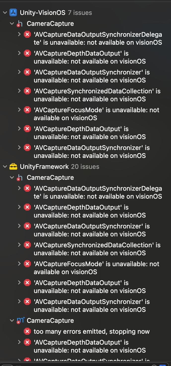 Error with AVCaptureDataOutput - Unity Engine - Unity Discussions