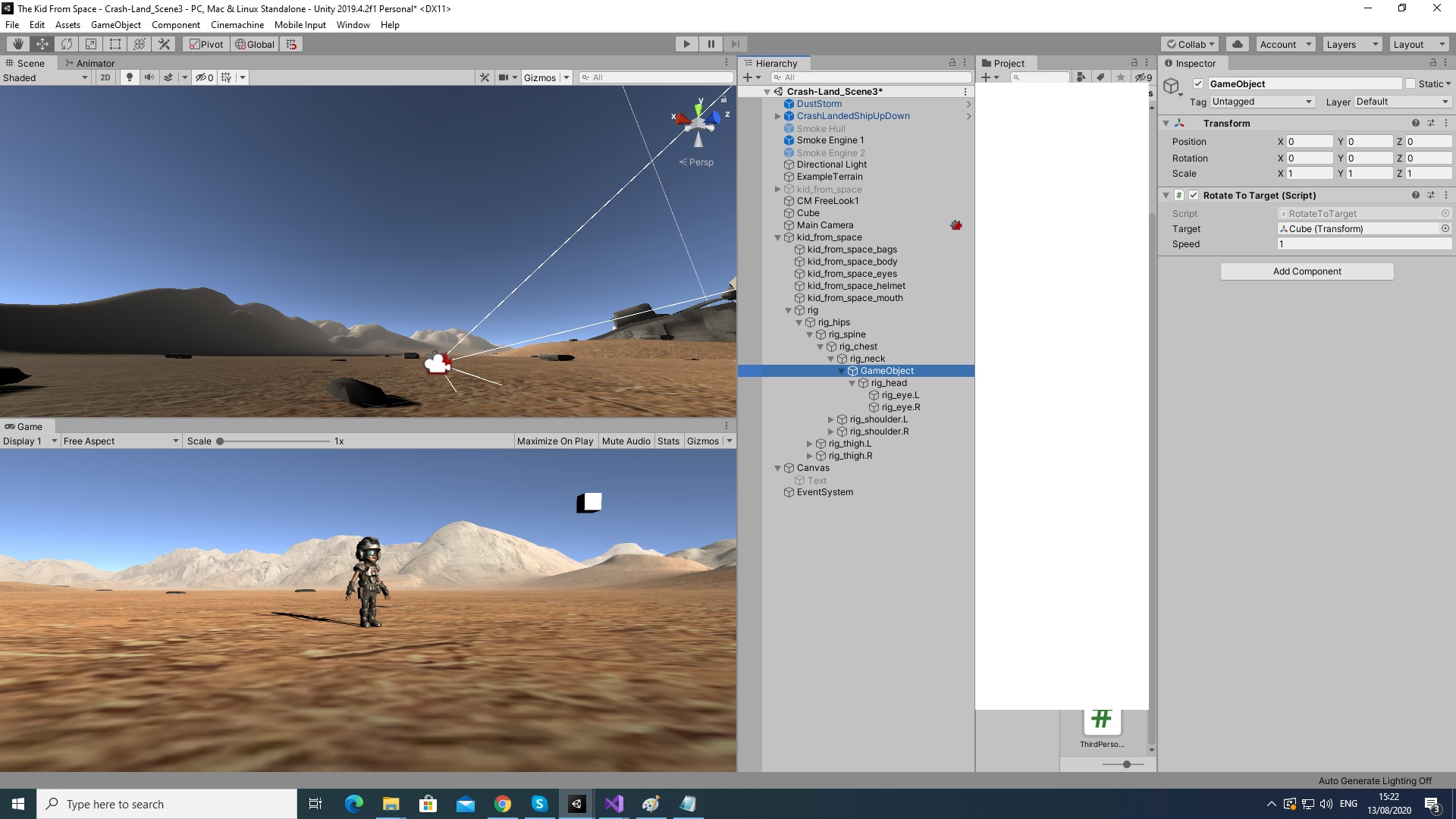 How can I rotate my player head to face a target but only when the target is in the front of the ...