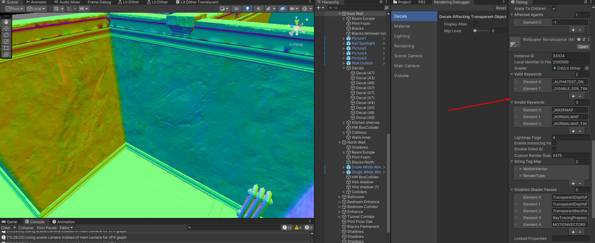 Normal decals behave differently on objects with HDRP/Lit shaders vs objects with my Lit shader ...