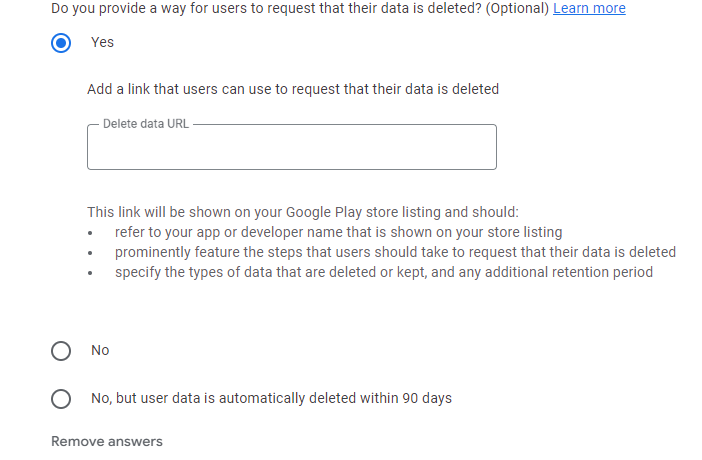 Google Play Data Safety Data Deletion URL - Unity Services - Unity Discussions