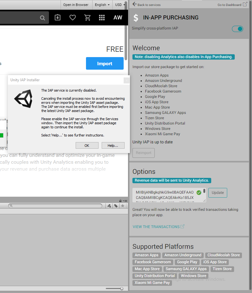 The Iap Service Currently Disabled Unity Bug Questions And Answers Unity Discussions