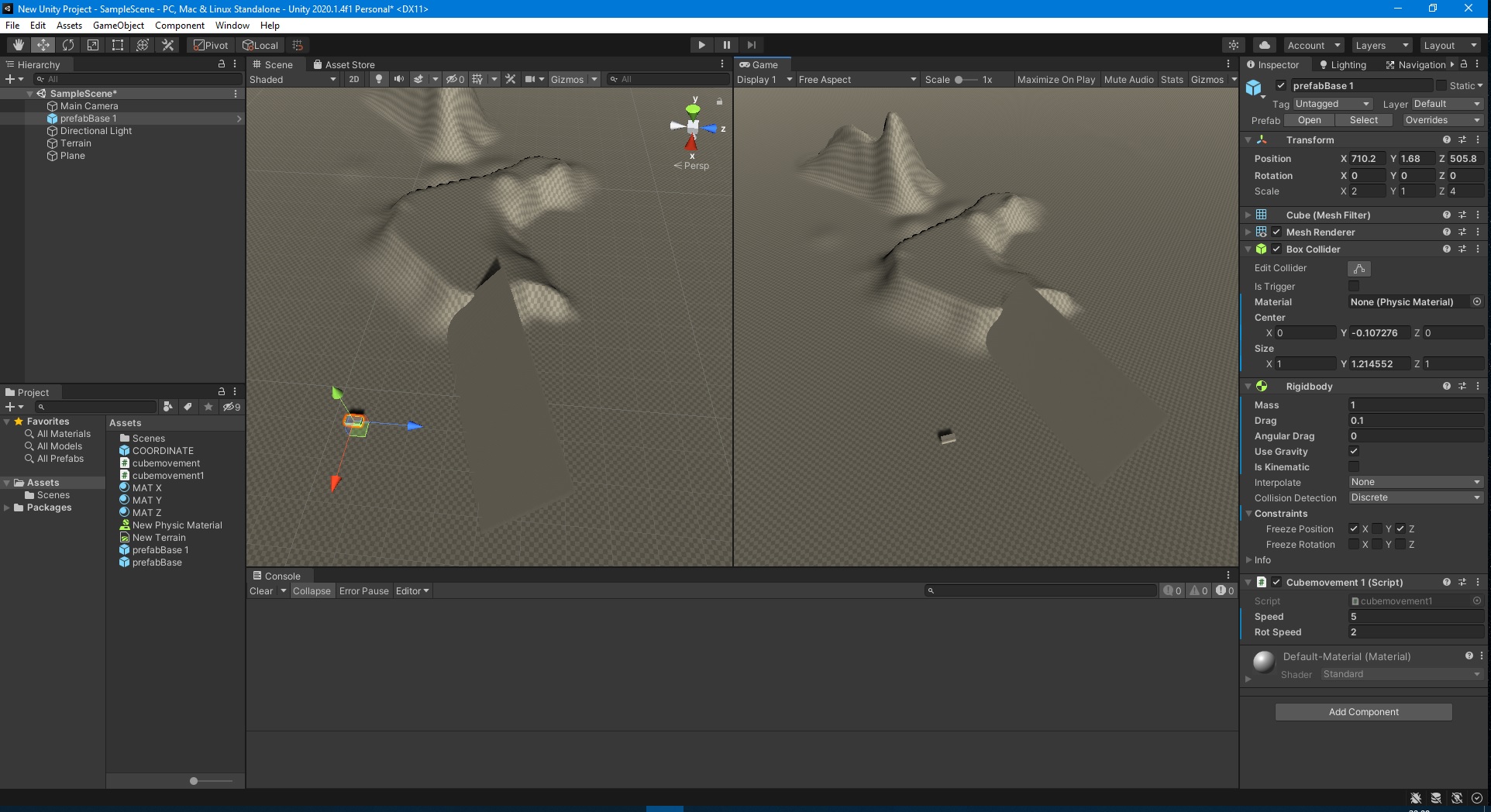 Calculating a movement direction that is a tangent to a slope surface ...
