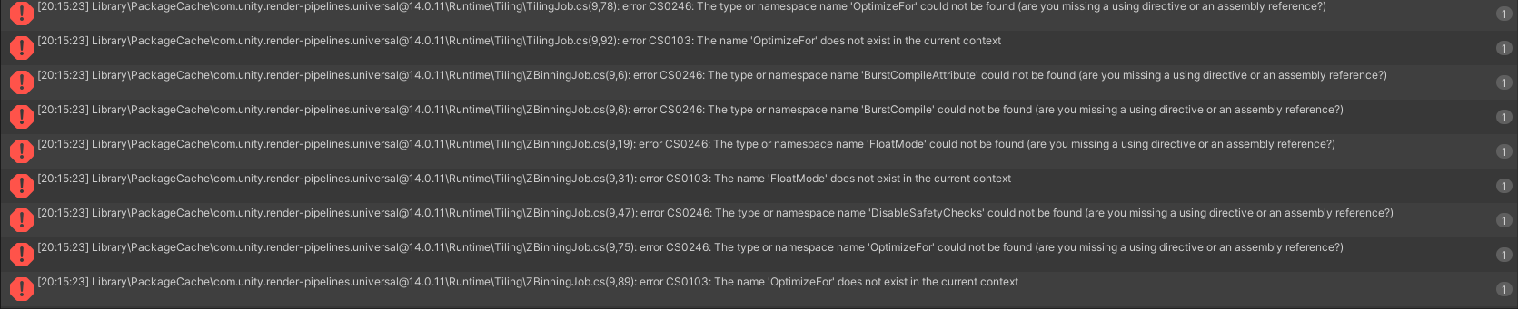 Error While Creating New Universal 3d Project Questions And Answers