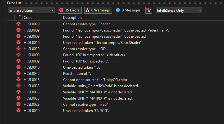 Undetermined error using Visual 2022 for writing shaders in Unity - Unity Engine - Unity Discussions
