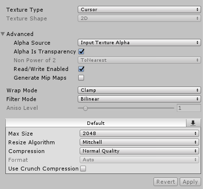 "Invalid texture used for cursor - check importer settings" warning spam since Unity 5.4 update ...