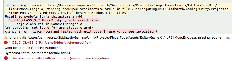 Undefined Symbols For Architecture Arm64 Objc Class P31monobridge Questions And Answers