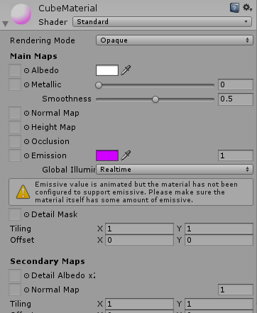 Standard Shader Emissive Warning? - Questions & Answers - Unity Discussions