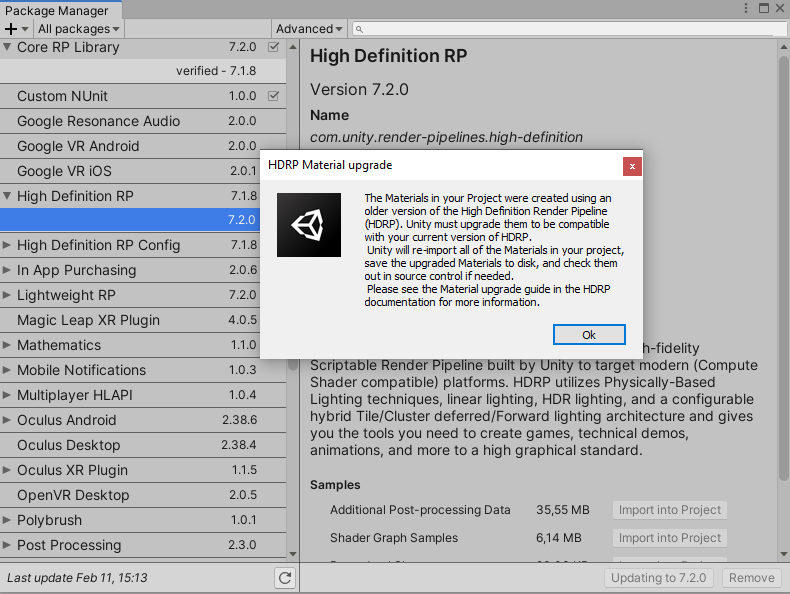 [Solved] Upgrading from HDRP 7.1.8 to 7.2.0 crashes editor - Unity Engine - Unity Discussions