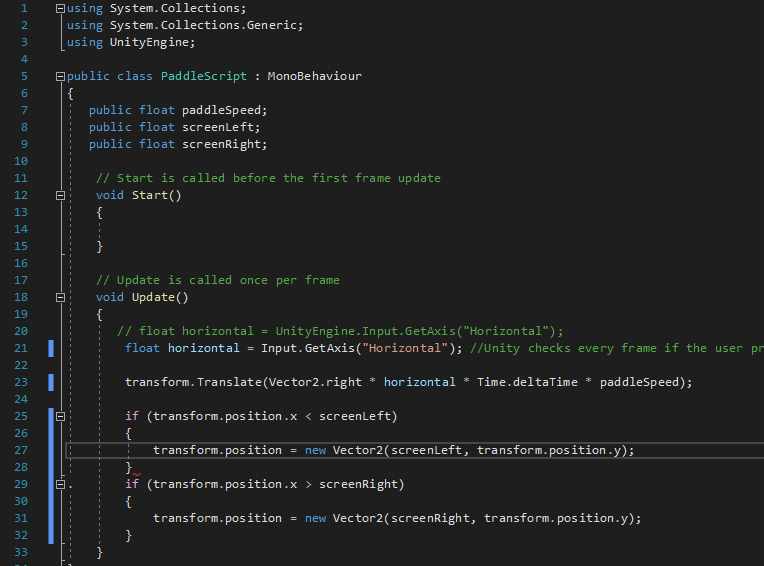 Visual studio displaying Input.GetAxis command (++others) as normal text. - Unity Engine - Unity ...