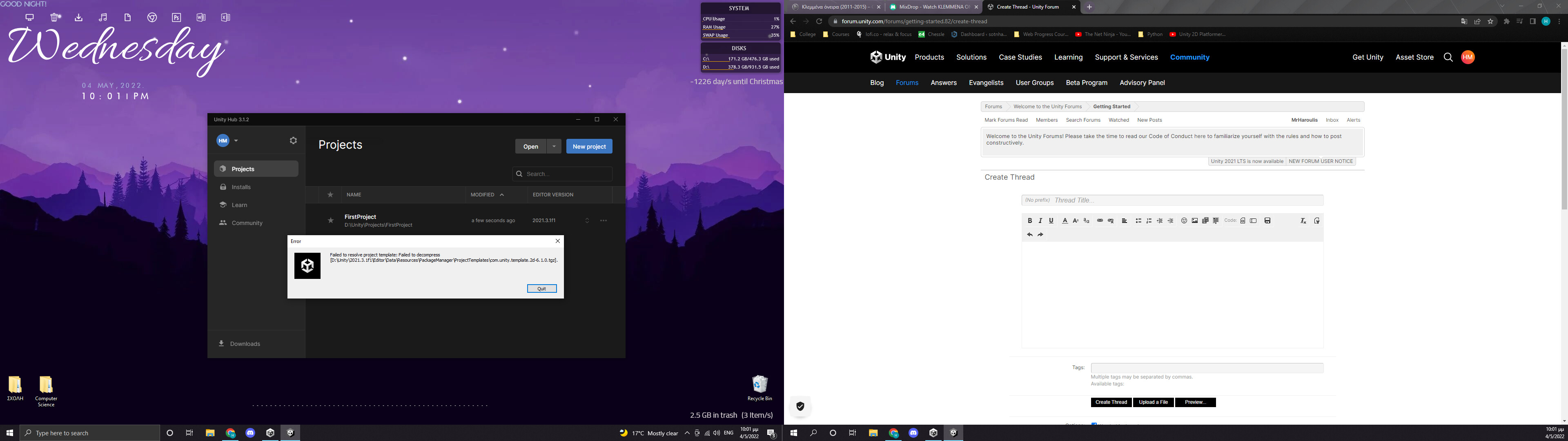 Error in unity 2021.3.1f1 - Getting Started - Unity Discussions