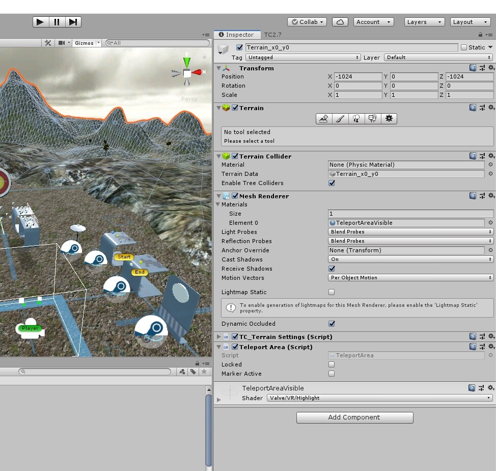 SteamVR/Vive: how to allow free teleportation on terrain? - Questions & Answers - Unity Discussions