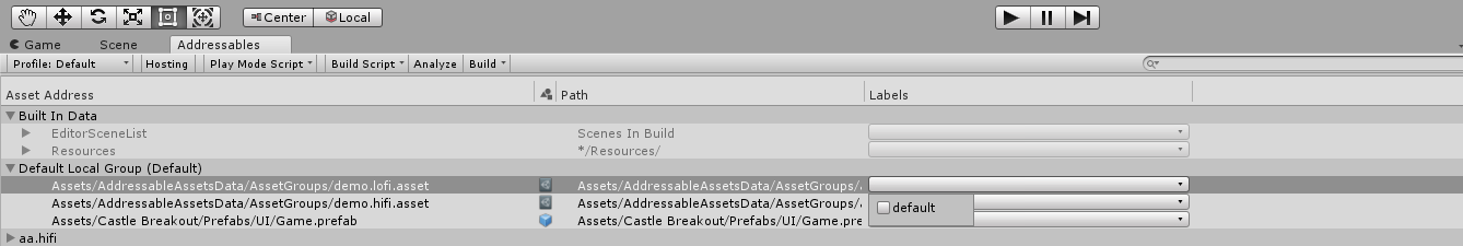 Can Not Define Custom Labels In Addressable Assets Unity Engine
