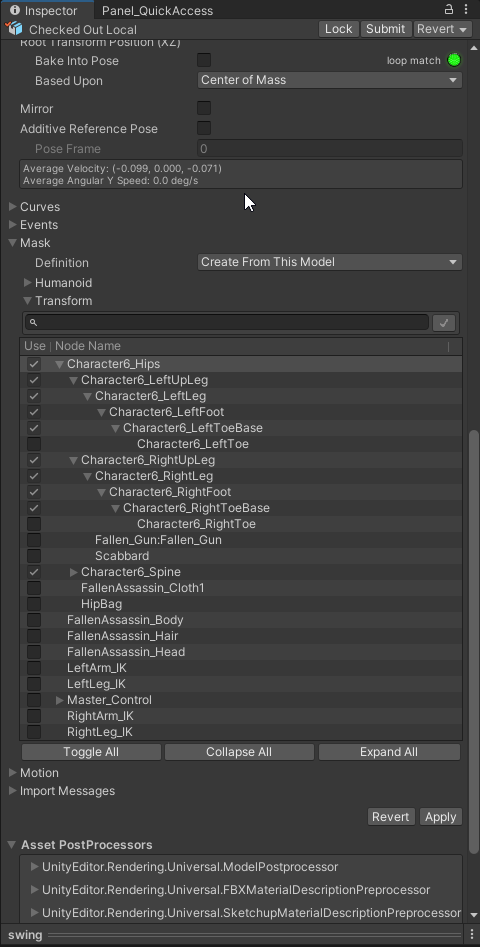 Animation Mask Transforms Greyed Out Unity Engine Unity Discussions
