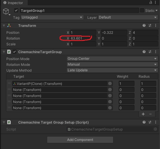 Cinemachine Target Group, how to have fixed rotation for camera and camera only changes position ...