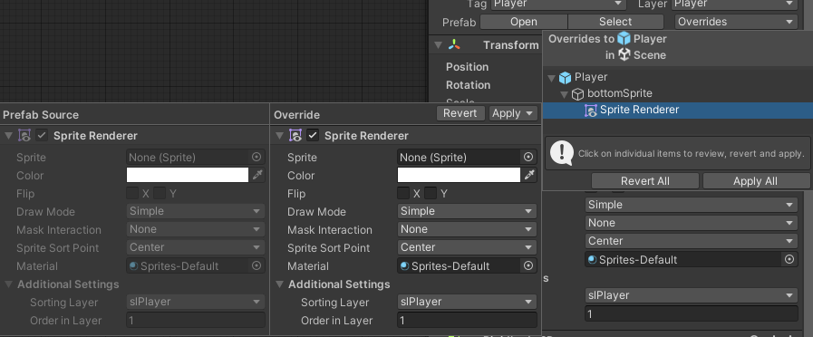 Can't find what changes to the instance has been made compared to the prefab - Unity Engine ...