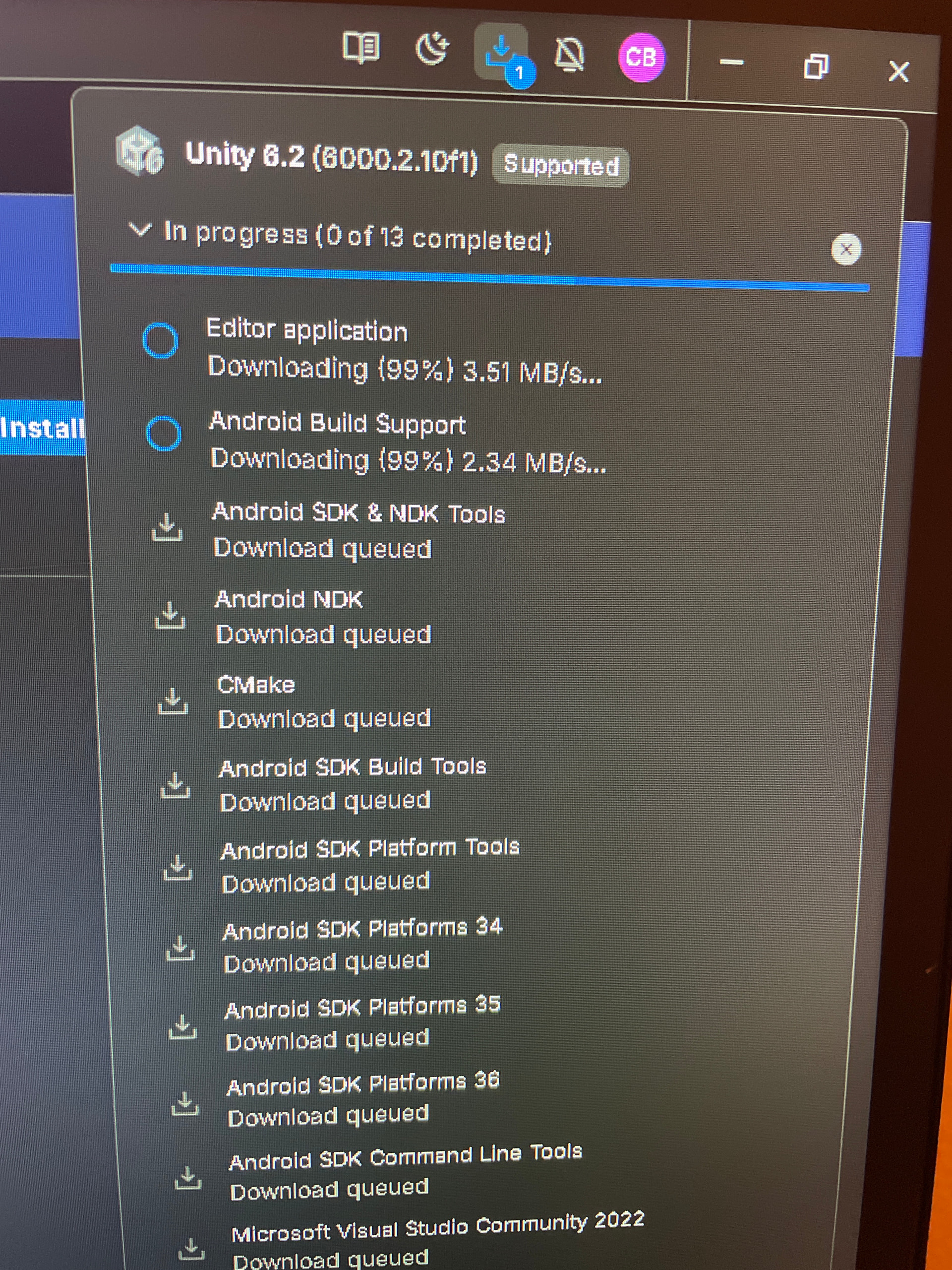 Editor Install Stuck At 99% - Getting Started - Unity Discussions