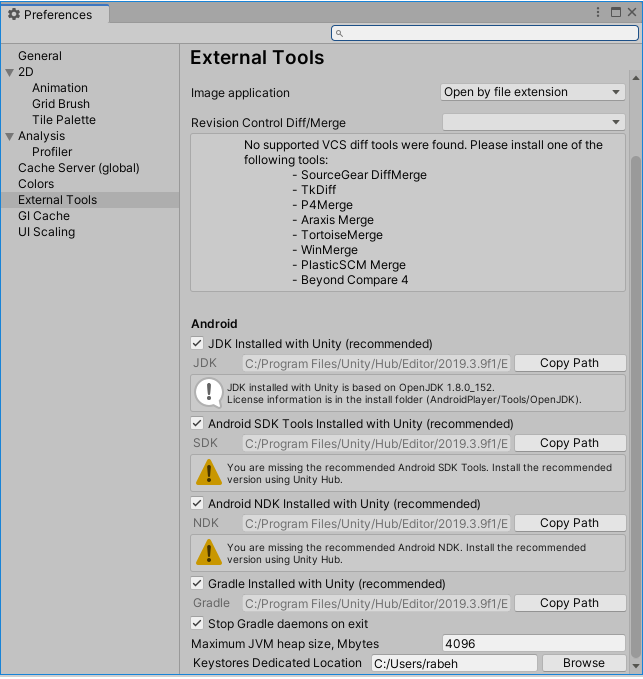 Missing Jdkandroid Sdk Tools Ndk Etc Unity Engine Unity Discussions 