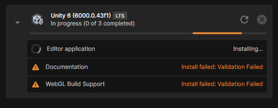 I just installed unity and I can't create any project, the message that appears is... (Unable to ...