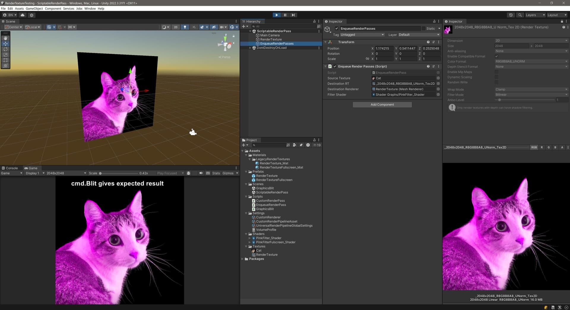 cmd.Blit works, how to get Blitter to do the same thing? - Unity Engine - Unity Discussions